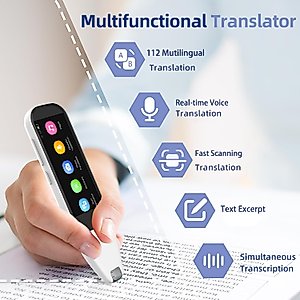 DOSMONO Document Scanners，OCR Text Reading Pen with 112 Languages Translator Device，Portable Real-time Translation Pen Scanner，Learning&Travel&Business Communicati，Text to Speech Device for Dyslexia