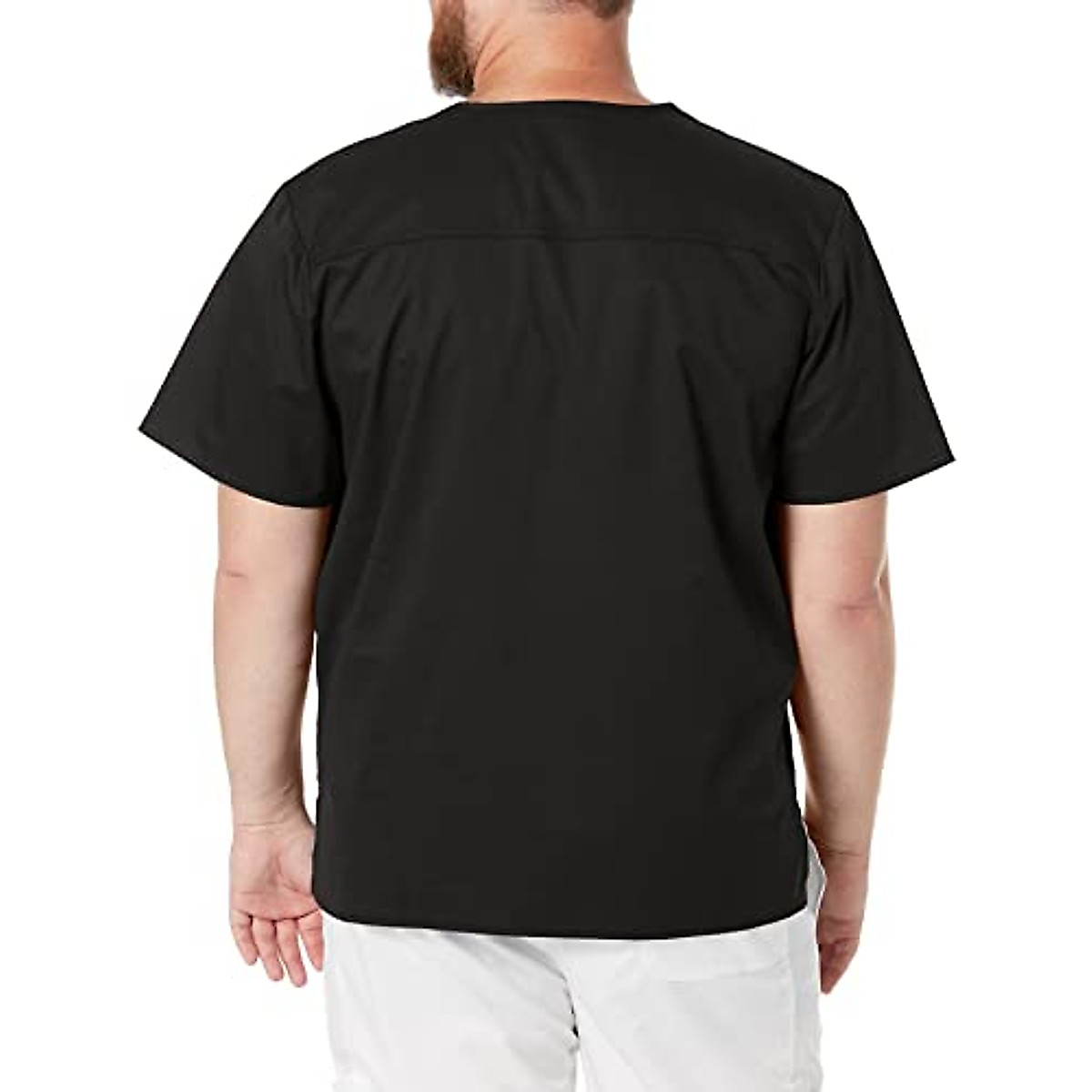 Cherokee Men's V-Neck Scrub Top, Traditional Fit with Double Chest Pocket and Side Vents 4743, L, Black