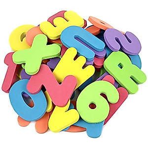 Click N’ Play 36 Piece Play Set of Bath Foam Letters & Numbers with Mesh Bag Organizer, Non Toxic & BPA Free, Colorful, Educational & Fun ABC Foam Bath & Shower Toys for Baby & Toddlers