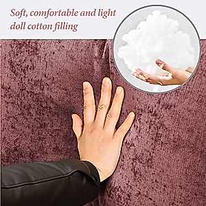 Polibi 84" L-Shaped Convertible Sectional Sofa, Modern Chenille 3-Seat Sofa Couch with Reversible Chaise Lounge, 2 Pillows and Metal Legs for Living Room, Pink