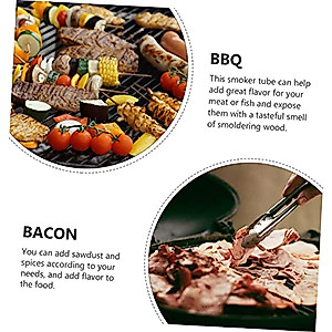 Yardwe 1 Set Smoker Wood Pellet Outdoor Gas Grill Gas Grill Accessories Bbq Wood Pellet Tube Smoker Barbecue Smoker Tube Gas Grills Sturdy Barbecue Tool Stainless Steel Smoker Pipe Silver