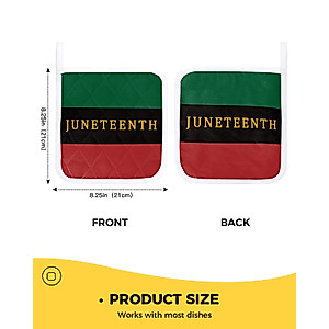 5Pack Pot Holders Cotton Heat Resistant Oven Hot Pads, American Juneteenth Potholder Machine Washable Cloth Potholders for Daily Kitchen Baking and Cooking with Hanging Loops - Red Black Green Stripe
