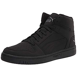 PUMA Mens Rebound Layup Sneaker, NUBUCK PUMA Mens Black-PUMA Mens Black-CASTLEROCK, 9.5