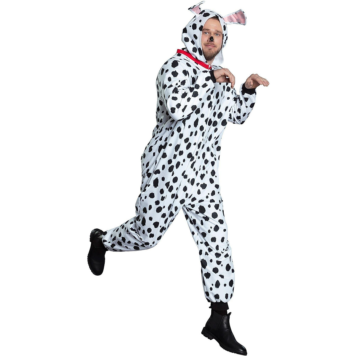 Amscan Dalmatian Zipster Adult Plus XXL - Stylish & Cozy Hooded One-Piece Suit in White & Black Polyester - Perfect Costume or Loungewear - Pack of 1