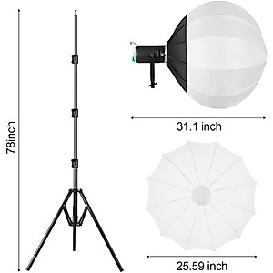 GVM 200W LED Video Light with Lantern Softbox, SD200D Photography Studio Lighting Kit with Bluetooth/DMX Control, 93000lux@0.5m 3200K-5600K Bi-Color Continuous Output Lighting for YouTube