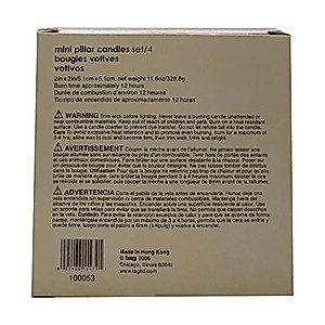 Tag 10053 Set of 4 2-Inch by 2-Inch Unscented Pillar Candle, Ivory