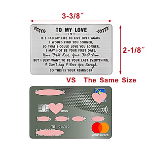 DEGASKEN To My Love Wallet Card - I Cant Say I Love You Enough So This Is Your Reminder - Anniverary Gifts, Fathers Day Card for Men, Valentines for Him, Christmas