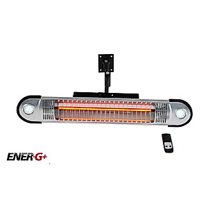 EnerG+ Infrared Electric Outdoor Heater - Wall Mounted with LED & Remote, Silver (HEA-21533)