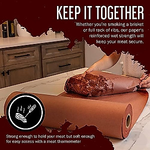 Pink Kraft Butcher Paper Roll - 18 Inch x 100 Feet (1200 Inch) - Food Grade Peach Wrapping Paper for Smoking Meat of all Varieties Ð Unbleached, Unwaxed and Uncoated - Made in USA