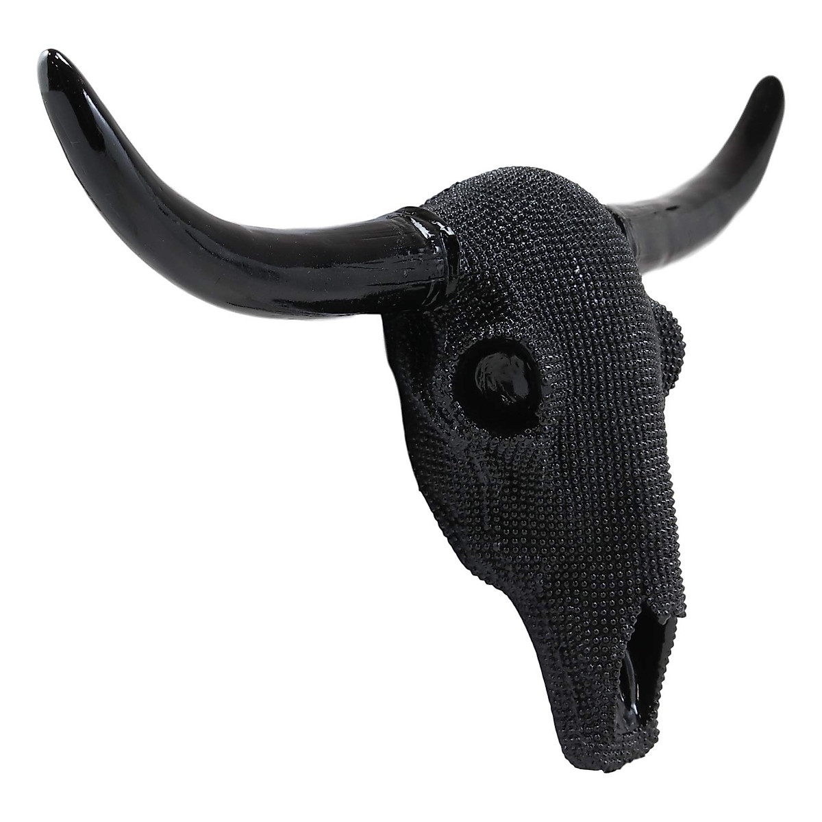 Ebros Gift Large 18.25" W Longhorn Cow Cattle Bejeweled Black Beads Skull Wall Head Decor Hanging Sculpture Plaque Bull Steer Figurine Trophy Bulls Cows Steers Taxidermy Animal Skulls
