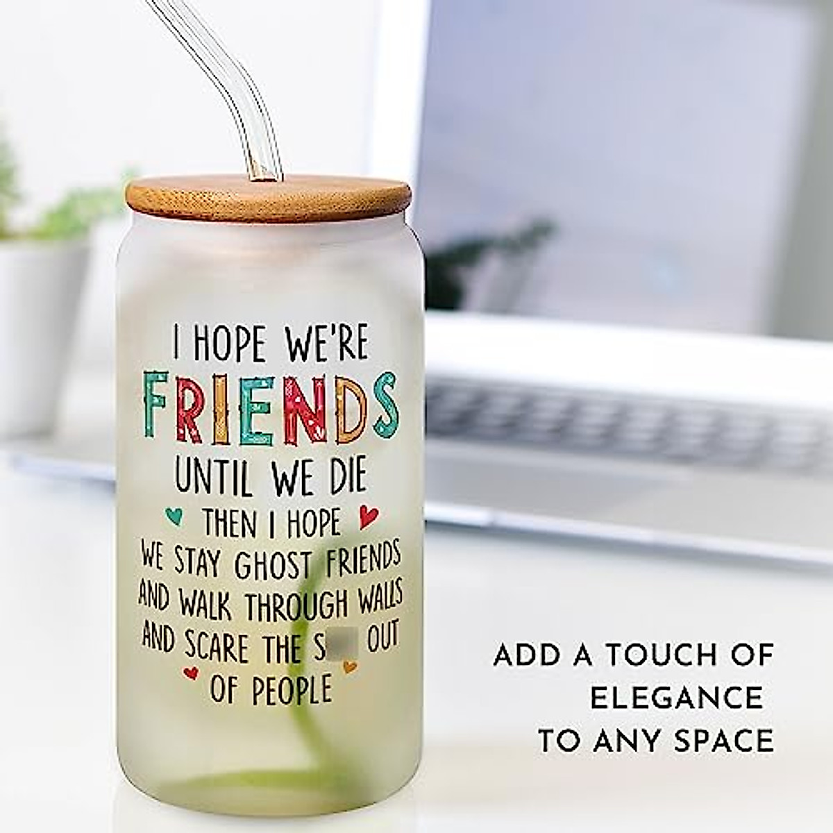Gifts for Friends Female - Friendship Gifts for Women Friends - Best Friend Birthday Gifts for Women - Inspirational Friend Gifts for Women, Bestie Gifts for Women, BFF Gifts - 16 Oz Friend Can Glass