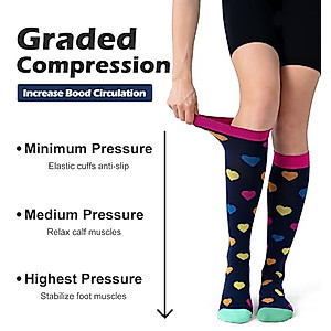 (3 pairs)Compression Socks 20-30 mmHg Long Socks for Women and Knee High Socks for Women Black Colorful L/XL
