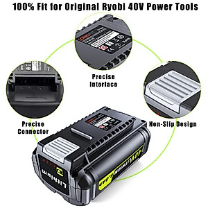 Replace for Ryobi 40V Battery 6.0Ah, for Ryobi 40V Battery OP4060, Replace for Ryobi OP4040 40v Battery OP4060 OP4050 OP4040 OP4015 OP4026 OP4030, Fit All Ryobi 40V HP Series Tools