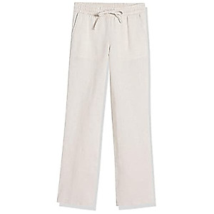 Amazon Essentials Women's Linen Blend Drawstring Wide Leg Pant (Available in Plus Size), Ecru, Large