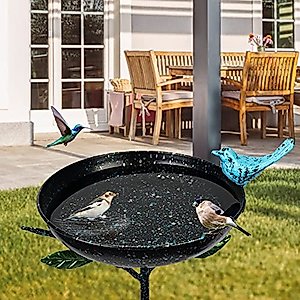 DREAMSOUL Outdoor Garden Bird Bath Metal Bird Baths Cast Iron Birdbath with Metal Stake Tall Bird Bath for Yard Garden Decor(Dia - 9.5inch)
