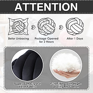 Namalu 2 Pieces Plush Stuffed Knot Ball Pillows Aesthetic Decorative Round Throw Knotted Pillows for Stress Relieving Bed Sofa Bedroom Decoration(10.6 Inches,Black)