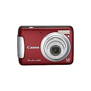 Canon PowerShot A480 10 MP Digital Camera with 3.3x Optical Zoom and 2.5-inch LCD (Deep Red) (Renewed)