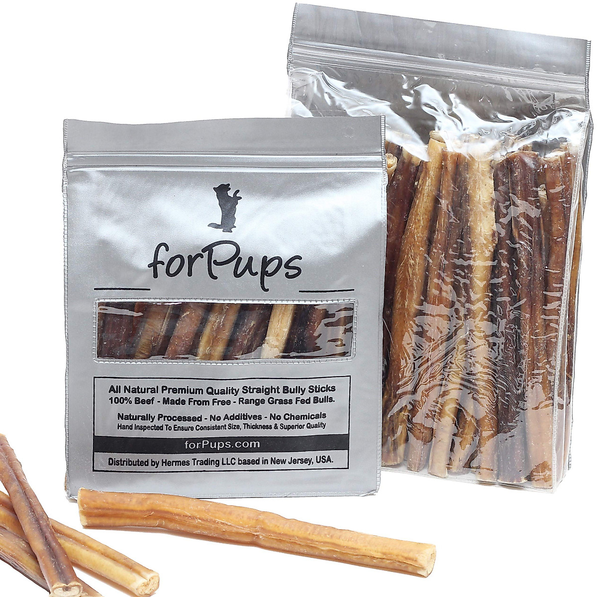 forPups Thick Bully Sticks (1 Pound - 8 Inch) (16 oz Pack) - All Natural, Grass-Fed, Non-GMO (8") (1 lb) 100% Beef Pizzle Dog Chews, Fully Digestible, Best Dental Treats