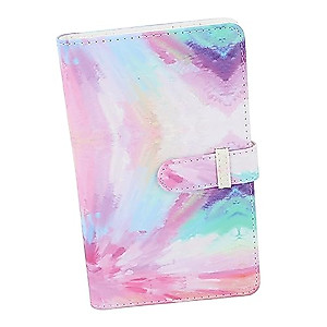 3 Inch Photo Album High Transparency Security Protection for Instant Camera Photo Album PU Leather Cover for Movie Tickets (Pink Tie Dye)