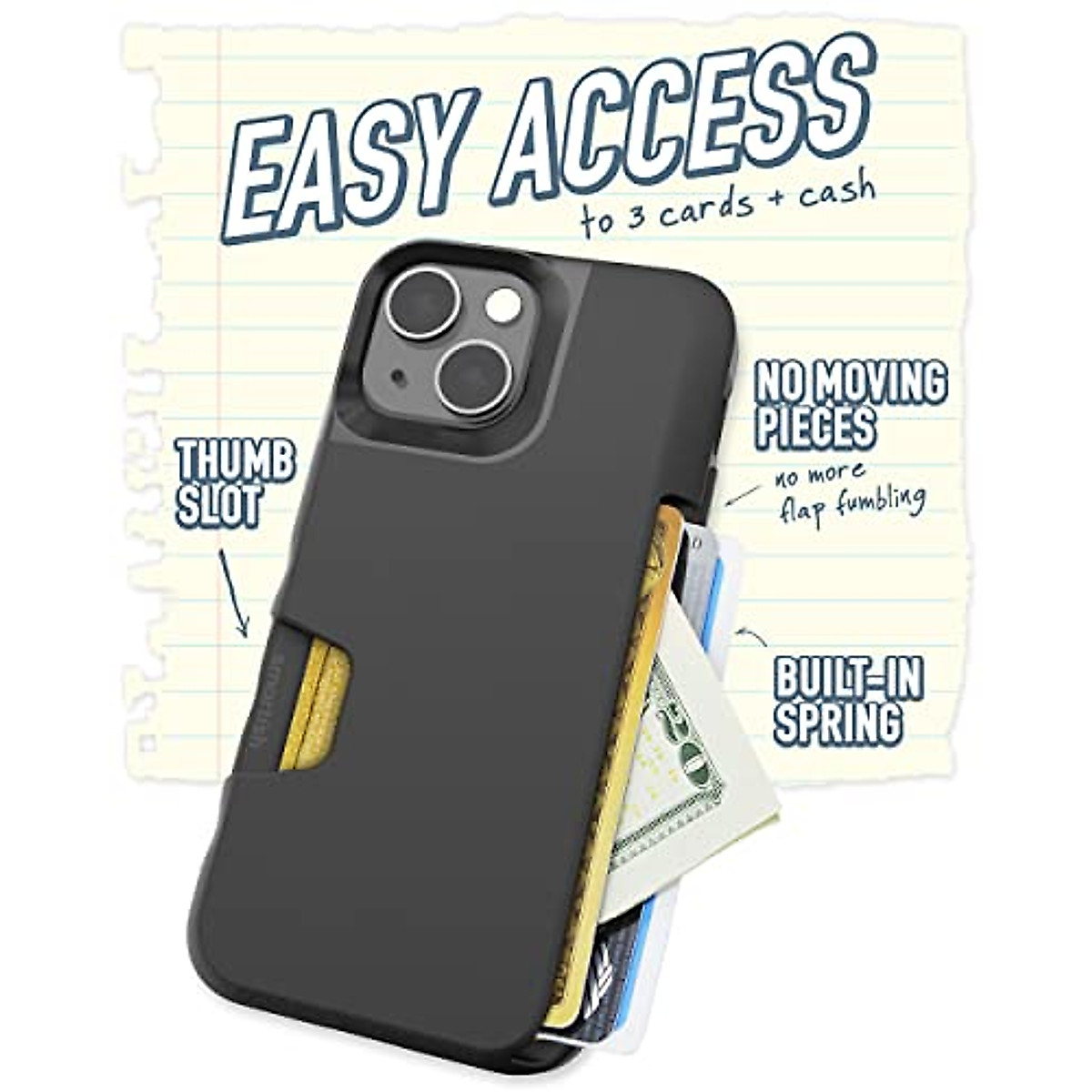 Smartish iPhone 13 Mini Wallet Case - Wallet Slayer Vol. 1 [Slim + Protective] Credit Card Holder - Black Tie Affair
