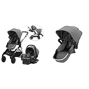 Evenflo Pivot Xpand Modular Travel System with SafeMax Infant Car Seat and Two Toddler Seats to Grow with Your Family (Percheron Gray)