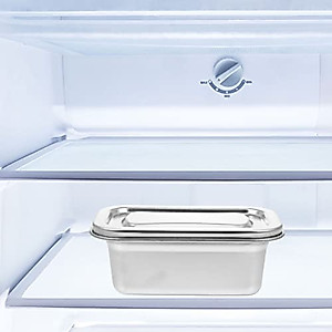 Hemoton Reusable Ice Cream Storage Containers with Lids Stainless Steel Food Keeper Freezer Box Insulated Ice Cream Tub for Refrigerator Home Made Ice Cream