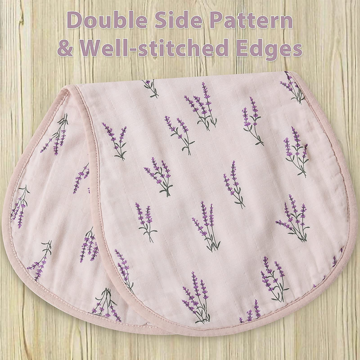 LifeTree Muslin Baby Burp Cloths - Ultra Soft 2 Pack Organic Cotton Large 22'' by 10'' Absorbent Milk Spit Up Rags - Burping Cloths for Newborn, Girls Boys (Lavender & Mauve)