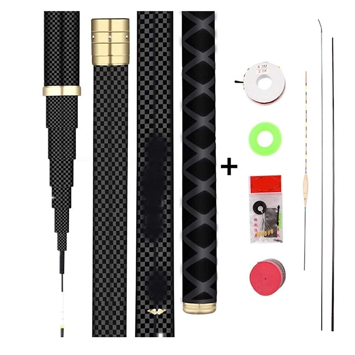 Carbon Fiber Telescopic Power Hand Pole Fishing Rod 2.7M-10M Travel Ultra Light Carp Fishing Rod Feeder DaJiKan (Color : Black, Length : 4.5m)