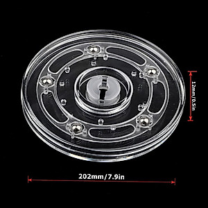 Kepfire 8 inch Acrylic Lazy Susan Turntable Clear Organizer Bearing Revolving Display Base Kitchen Pantry Cabinet Decorating Spice Cake Rack