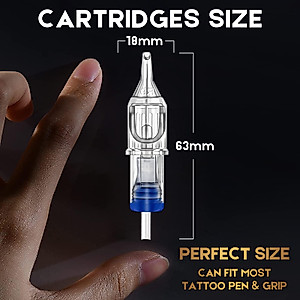 Jconly 100pcs Tattoo Cartridge Needles Mixed Size 3RL 5RL 7RL 9RL 3RS 5RS 7RS 9RS 7M1 9M1 for Line Shader Magnum…