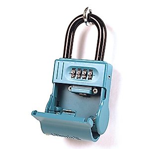ShurLok SL-600W 4 Dial Numbered Key Storage Combination Lock Box, Blue