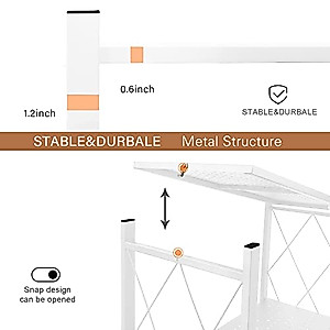 ALANNG 5 Tier Storage Shelves Heavy Duty on Wheels, Foldable Metal Shelving Units 11.1" D x 24.2" W x 59" H for Garage Kitchen Bakers, No Assembly Organizer Rack White