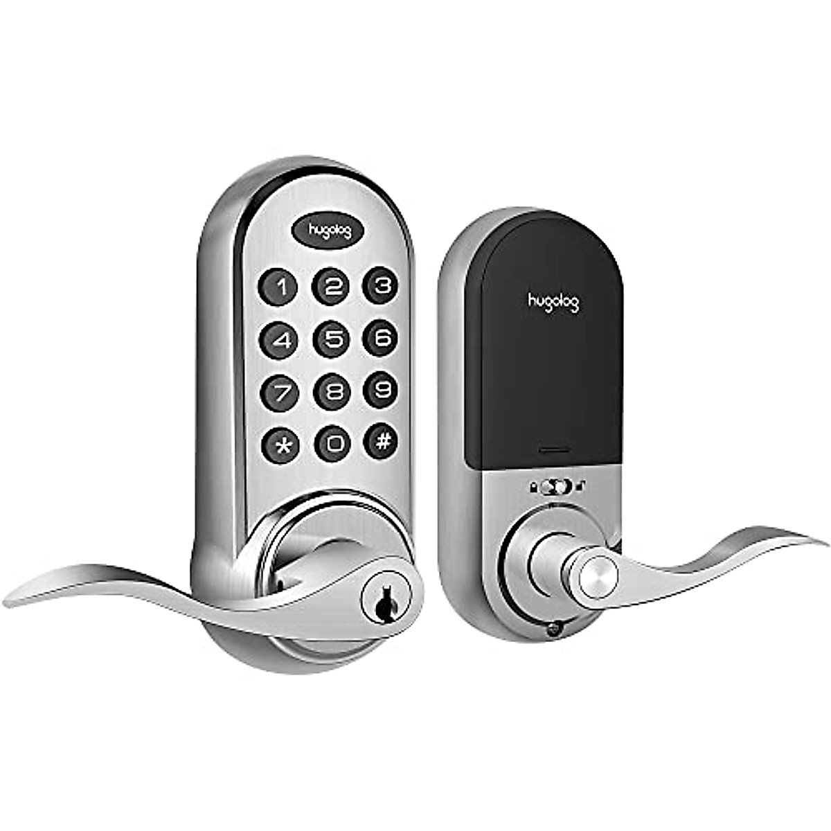 Hugolog Latchbolt Lock Electronic,Keyless Entry Door Lock, Keypad Door Lock with Handle, Easy to Install High Security Material for Metal Home & Office