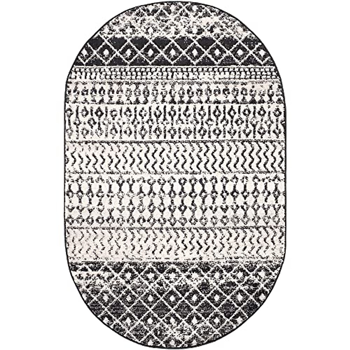 Artistic Weavers Chester Boho Moroccan Area Rug,5' x 8' Oval,Black