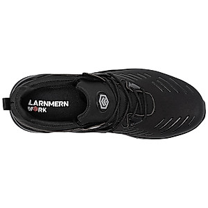 LARNMERN Steel Toe Shoes for Men Waterproof Slip Resistant Work Sneakers Athletic Durable Lightweight Comfortable Water Resistant Indestructible Construction Tennis Air Cushion(10 Men, Black)