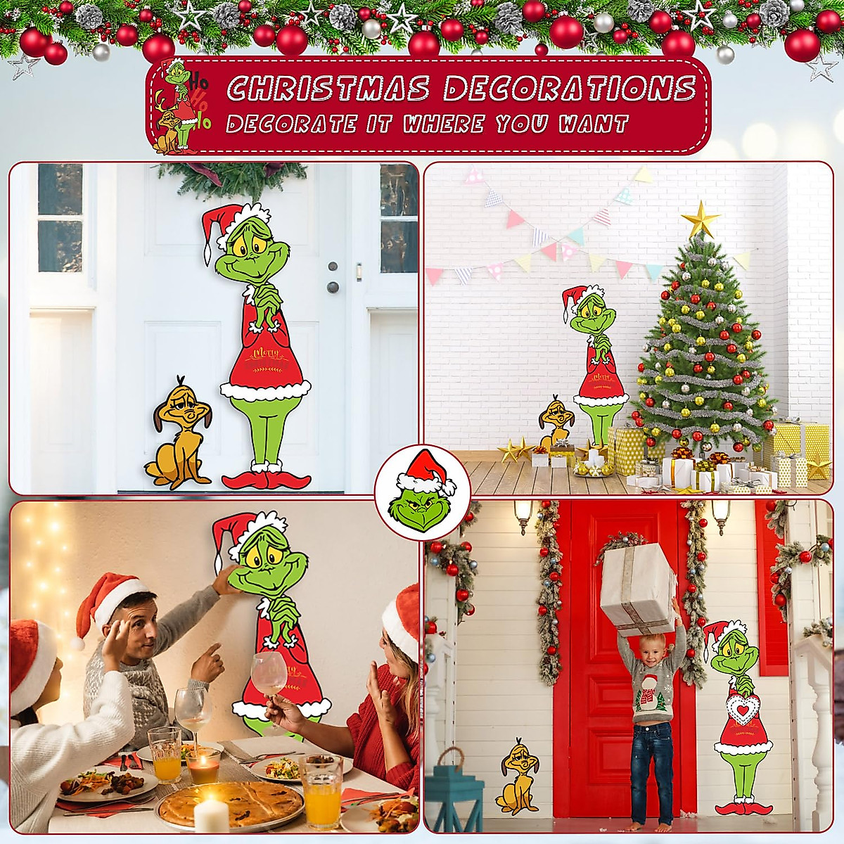Large Funny Christmas Decorations, Christmas Classic Cardboard Cutouts for Xmas Wall Door Tree Porch Window Decor (Style1)