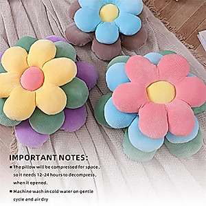 LANFIRE Flower Throw Pillow Seating Cushion Floor Pillow Cushion Flower Shape Bed Sofa Chair Car Seat Nap Throw Cushion Comfy Pillow (15.7 inch, White Green)