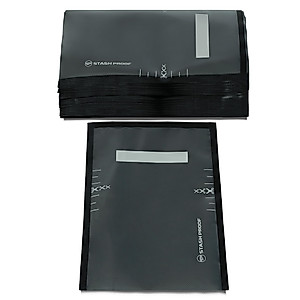 Stash Proof Vacuum Seal Bags 8" x 12" (100 Count) 5.5 Mil (Black and Clear) - BPA Free Commerical Grade Food Saver for Storage, Sous Vide, and Meal Prep Sealer Bag