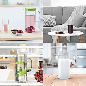 Glass Pitcher with Lid 50oz/1.5 Liter, Water Pitcher with Removable Lid And Wide Handle, Juice Jug for Fridge, Beverage Carafe for Cold/Hot Water, Iced Tea