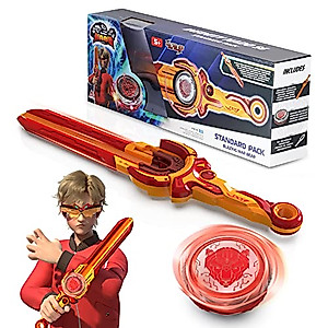 Infinity Nado Battling Tops Burst Toy for Boys Grils Age 8-12 - Including Gaming Top Toys, Sword Launcher - Blazing War Bear, Flame Red