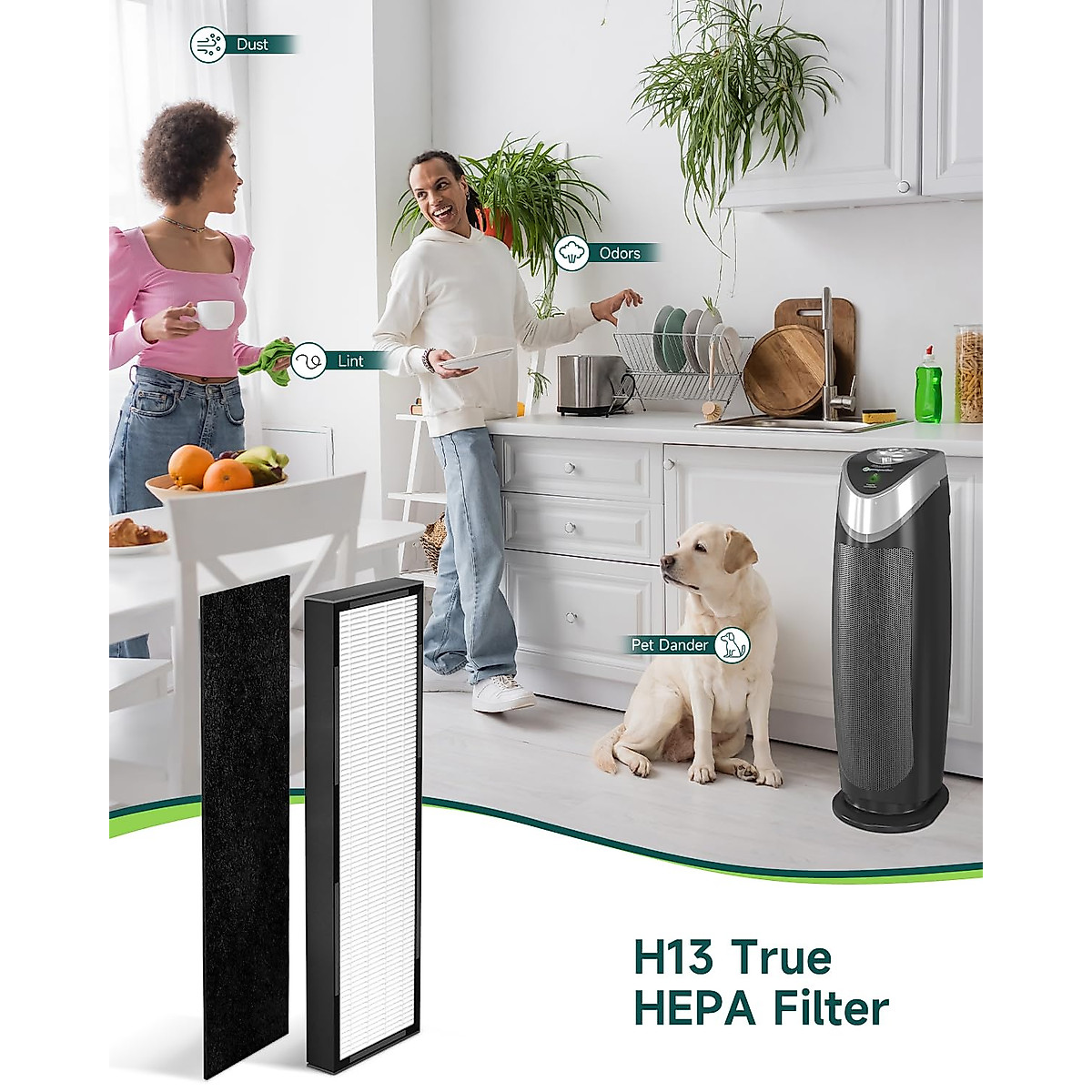 2-Pack FLT4825 Filter B Replacement Compatible with AC4825E, AC4850PT, AC4900, AC4300, H13 True HEPA Filter with Pet Pure Treatment, Replace Model FLT4825&FLT4850PT