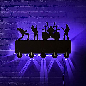 The Geeky Days Rock Band Modern Design Household Decor Rock Musical Theme Clothes Coat Hat Hanger Kitchen Bathroom Towel Hooks Key Holder Gift for Music Lover