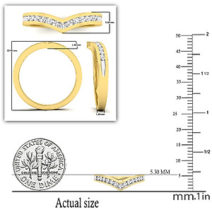 Dazzlingrock Collection 0.25 Carat (ctw) Round White Diamond Stackable Anniversary Guard Chevron Ring 1/4 CT | 10K Yellow Gold, Size 9.5