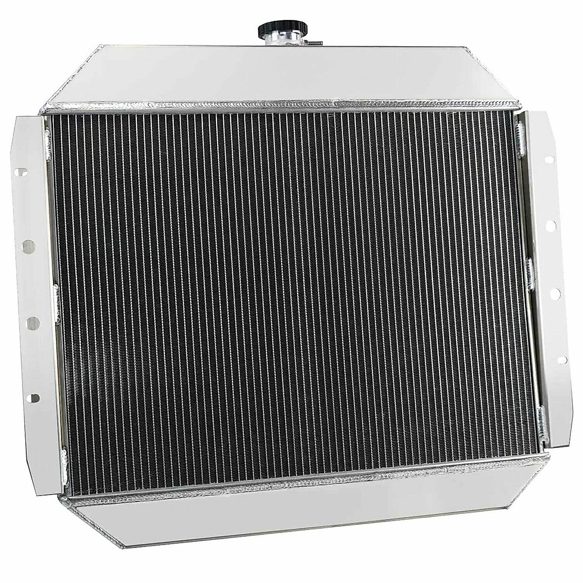 EGINCOOLER 4 Row Core Aluminum Radiator for 1966 1967 1968 1969 1970 1971 1972-1979 Ford F100 F150 F250 F350 Pickup Truck Bronco L6 V8 Engines+ 2 X 12" Fan Shroud +Relay