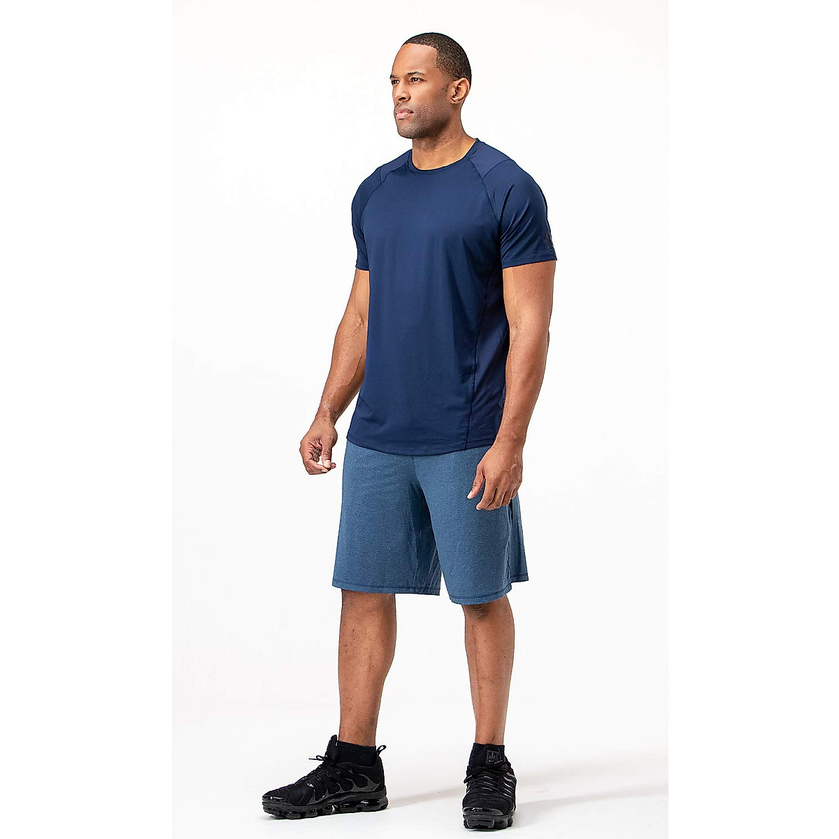 DEVOPS Men's 3-Pack Quick Dry Short Sleeve T-Shirt Sun Protection Running Athletic Workout Active Shirts (Medium, Charcoal/Navy/Steel)