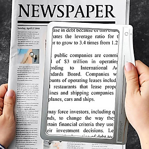 MagniPros 3X Large Ultra Bright LED Page Magnifier with Anti-Glare Dimmable LEDs(Evenly Lit Viewing Area & Relieve Eye Strain)-Ideal for Reading Small Prints & Low Vision