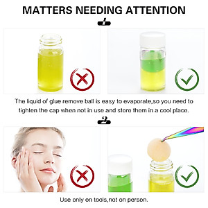 1 Bottle Eyelash Extension Tweezers Cleaner/Liquid Glue Remover and Sponge Ball For Lash Extension Tools