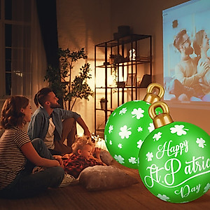 2 Pcs 32 Inch Giant PVC Inflatable Balls Saint Patrick's Day Decorated Ornament Balls Inflatable Outdoor Large Saint Patrick's Day Blow up Ball Decorations for Outside Holiday Yard Lawn Tree Decor