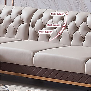 FZZDP Antique Imported Leather Three-Person Sofa Recliner Full-Size Sofa Bed Sofa Combination Furniture