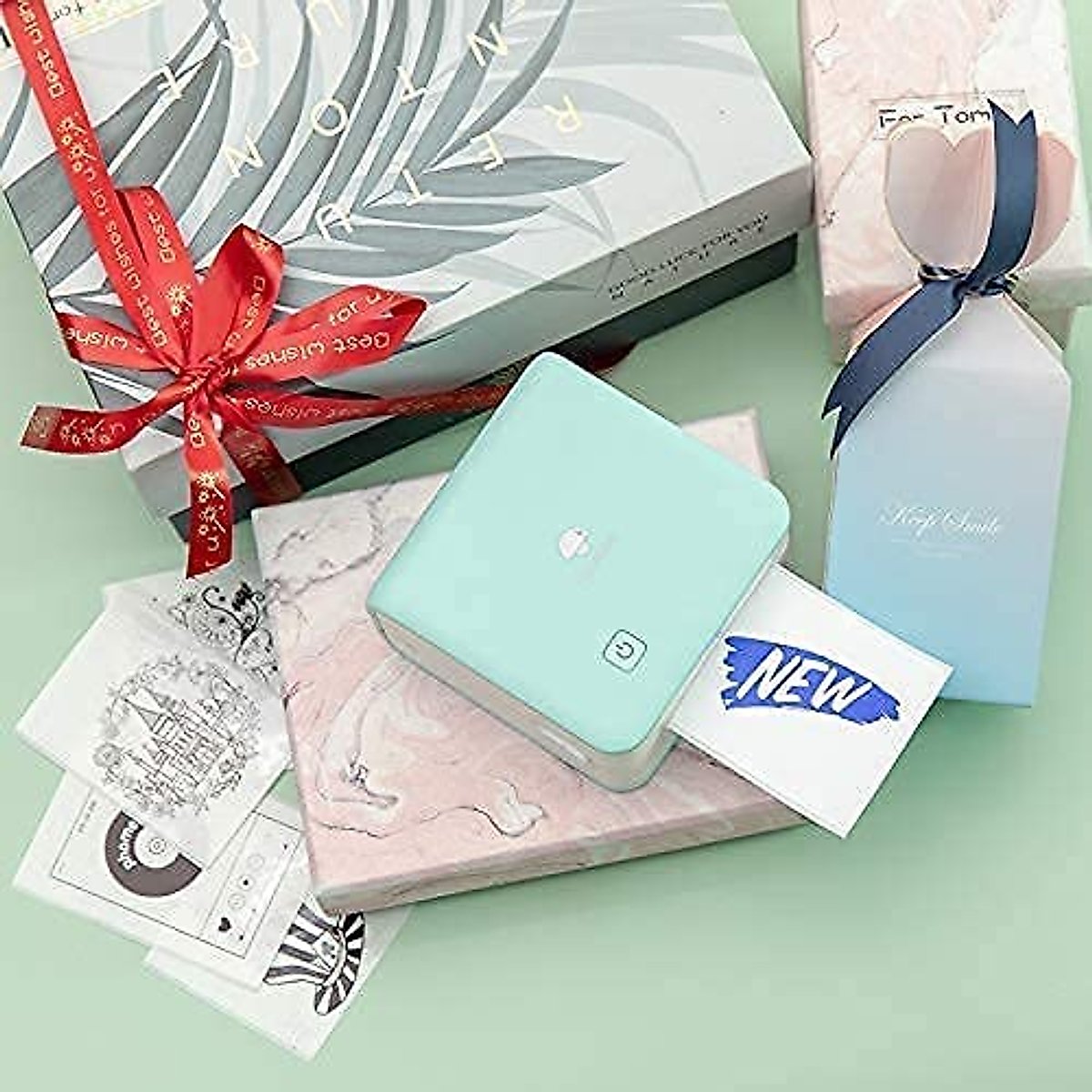 Phomemo M02 Pro Pocket Printer - with 3 Rolls Transparent Gold Paper， Compatible with iOS + Android for Plan Journal, Study Notes, Art Creation, Work, Gift